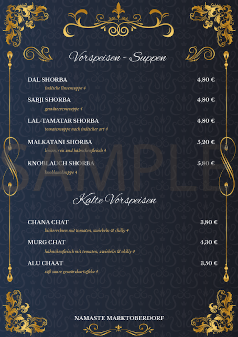 Restaurant Speisekarte Design & Druck