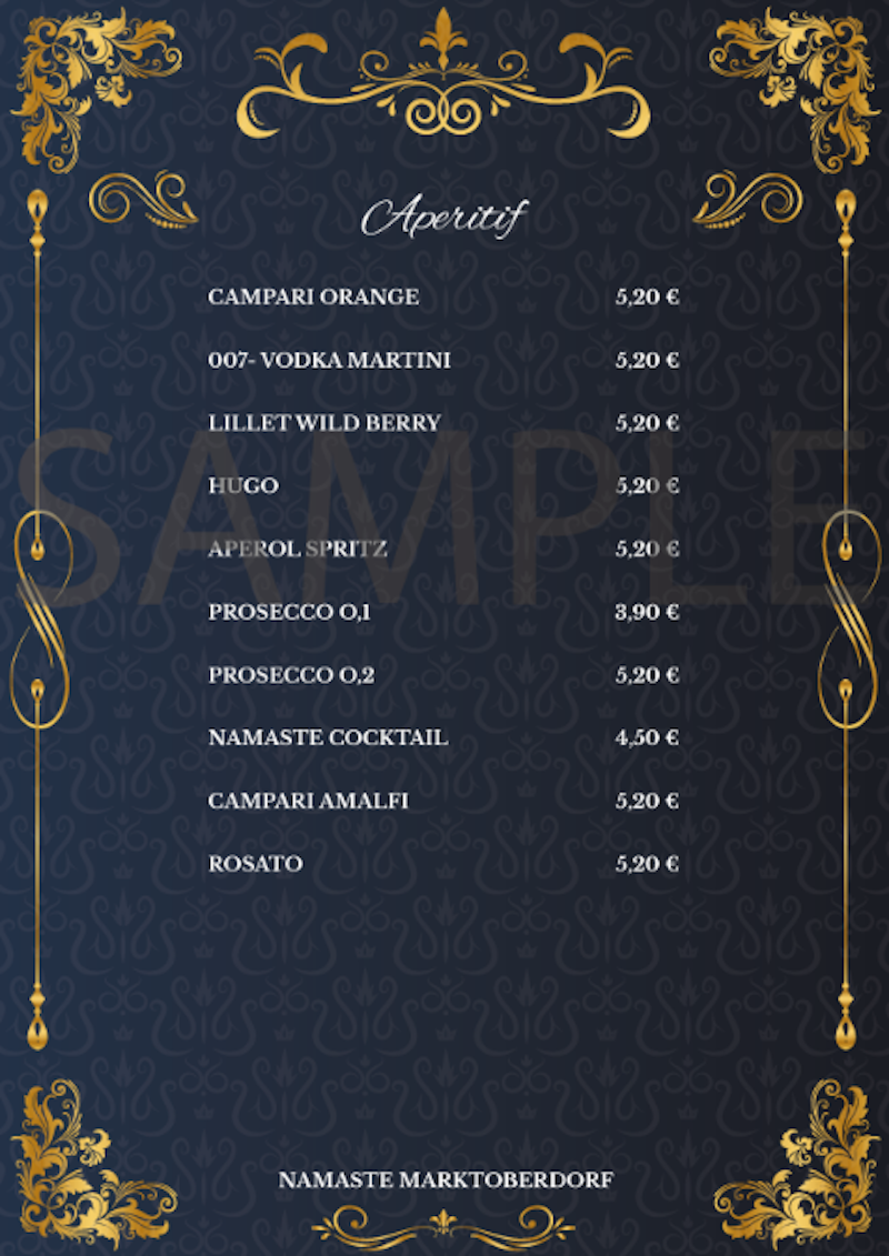 Restaurant Speisekarte Design & Druck