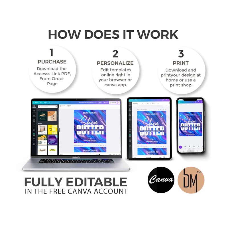 100% Editable DIY Earth Marble Product Label Collection