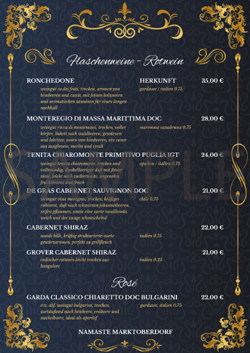 Restaurant Speisekarte Design & Druck